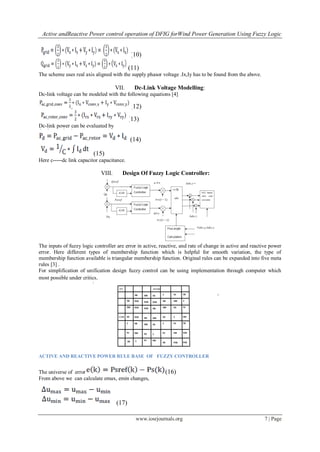 Active and Reactive Power control operation of DFIG forWind Power Generation Using Fuzzy Logic | PDF