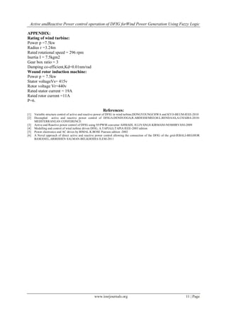Active and Reactive Power control operation of DFIG forWind Power Generation Using Fuzzy Logic | PDF