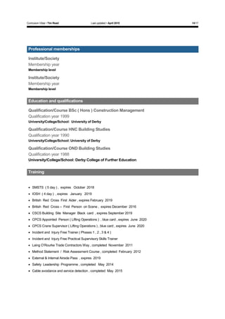 Tim Read CV January 2016 | PDF
