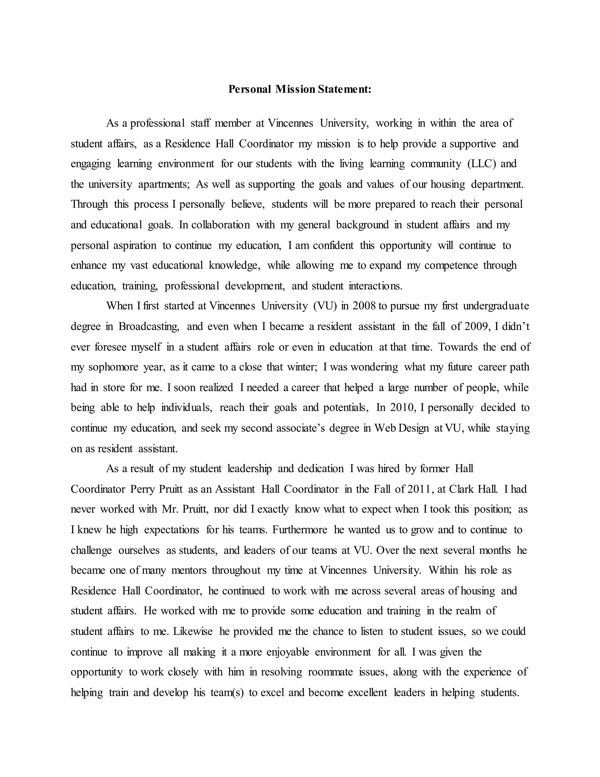 ISU Personal Statement Final | PDF