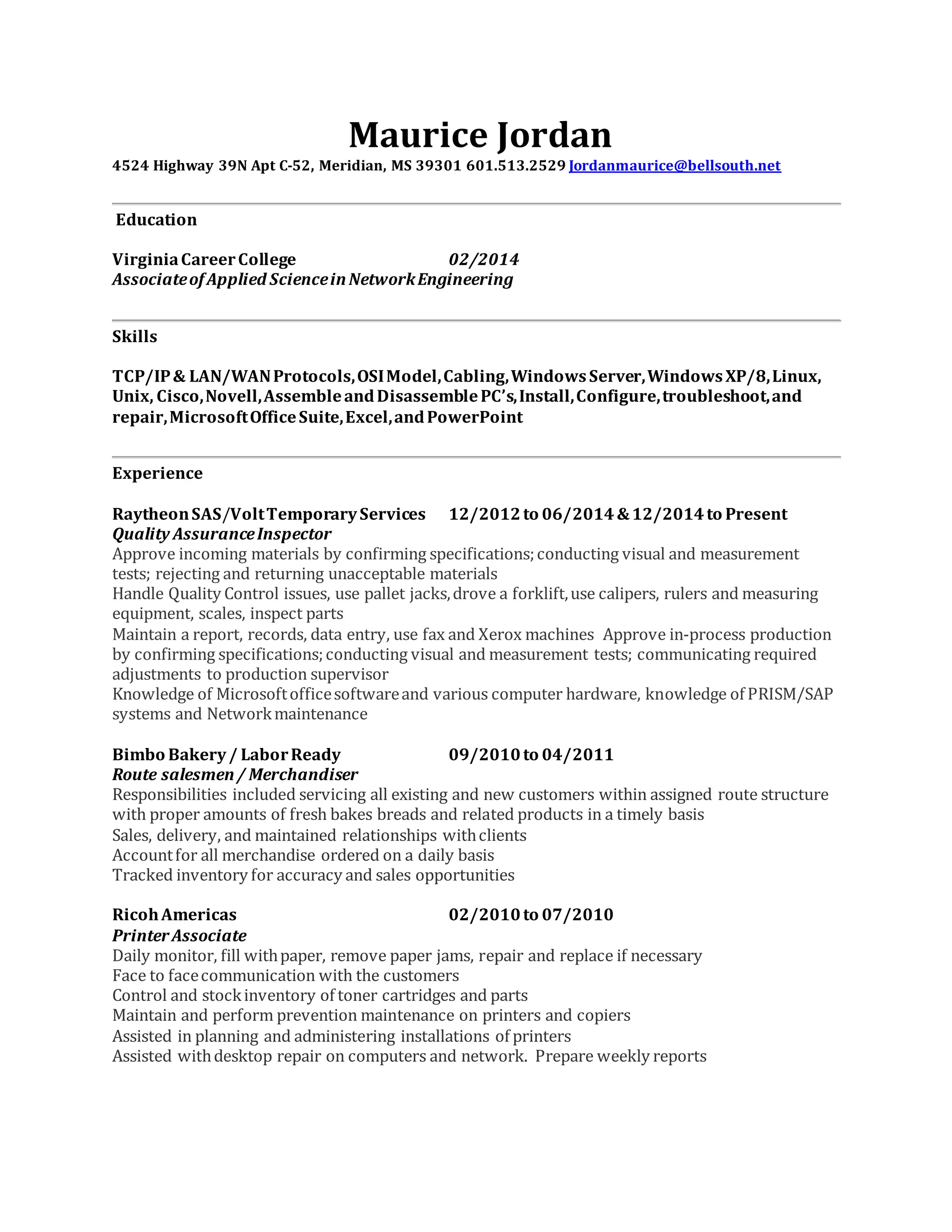Maurice Jordan Resume 1 | DOCX