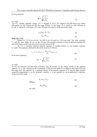 Fuzzy Logic Controller Based ZVT-ZCT PWM Boost Converter Using Renewable Energy Sources | PDF ...