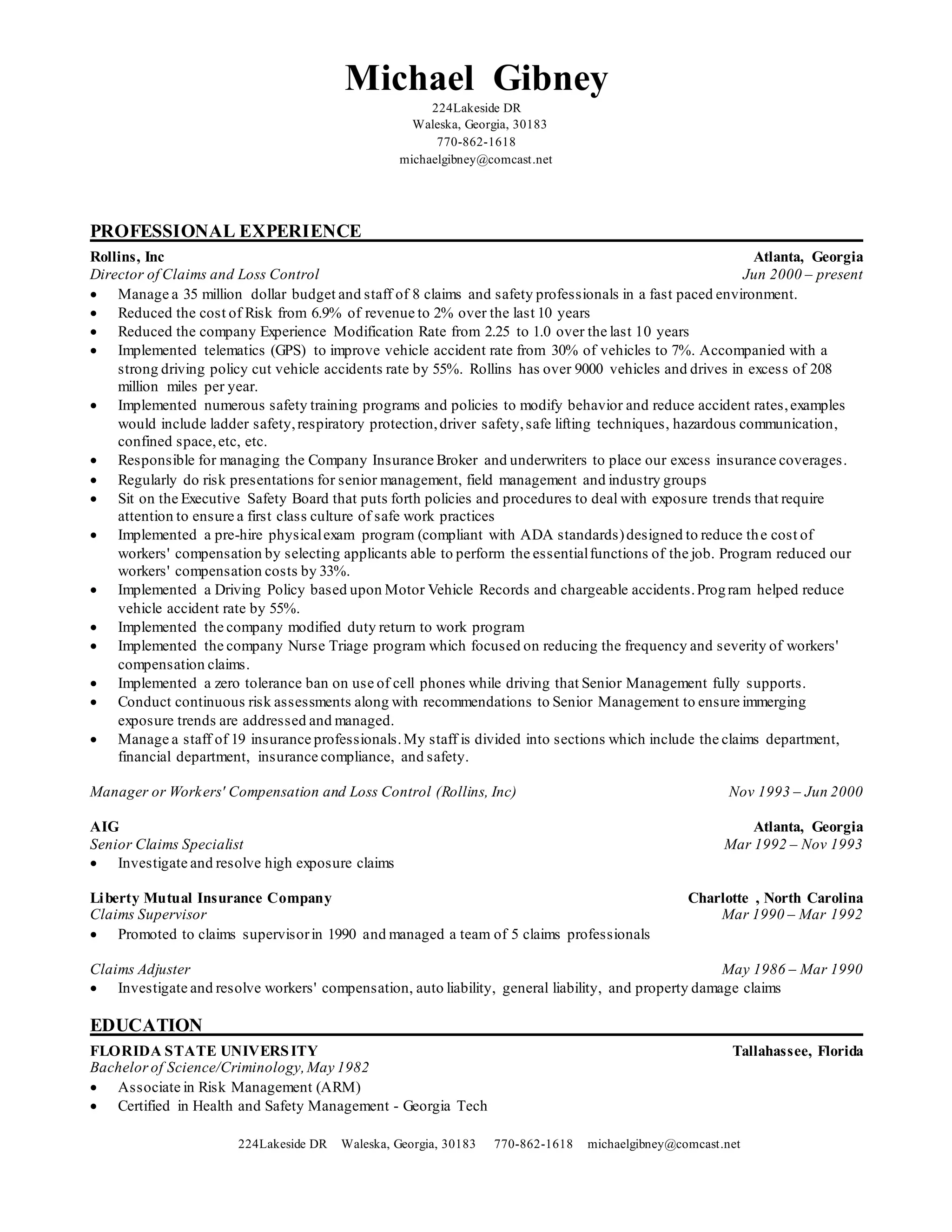 Mikes Resume [23191] | DOCX | Healthcare Industry | Industries