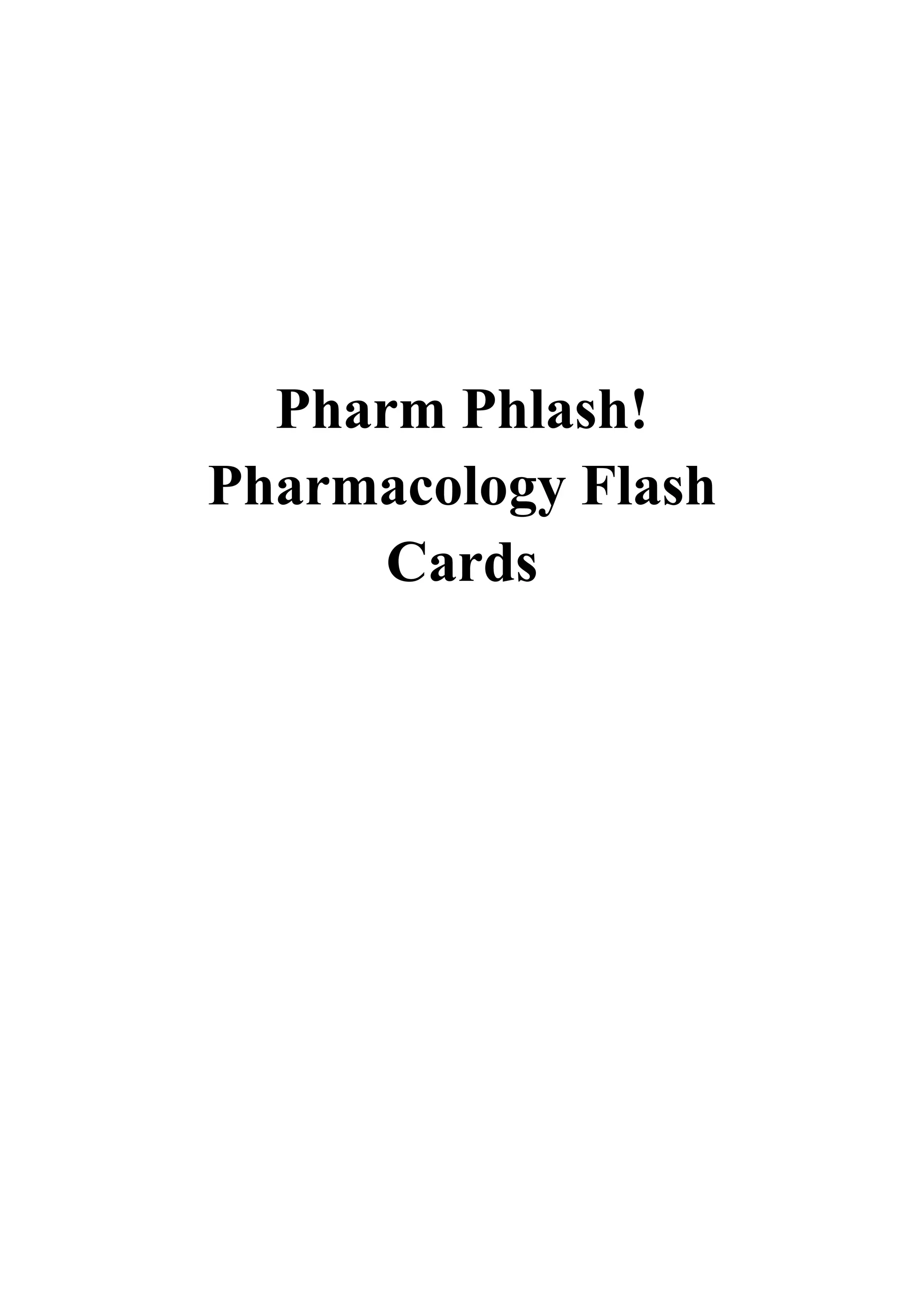 Pharm Phlash! Pharmacology Flash Cards - Valerie I Leek - eBook | PDF