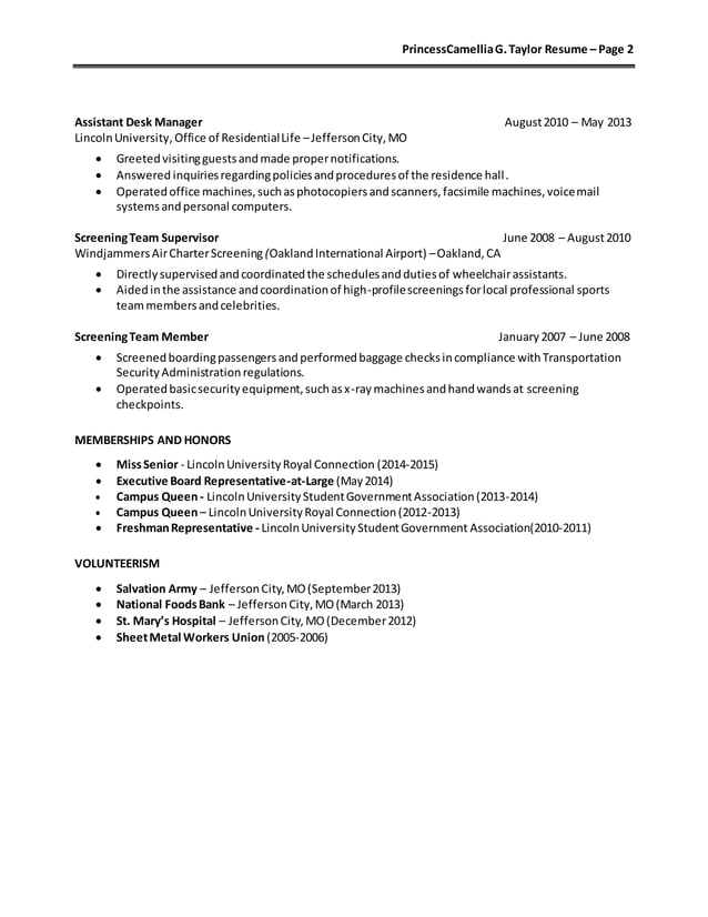 Princess Taylor Resume | PDF