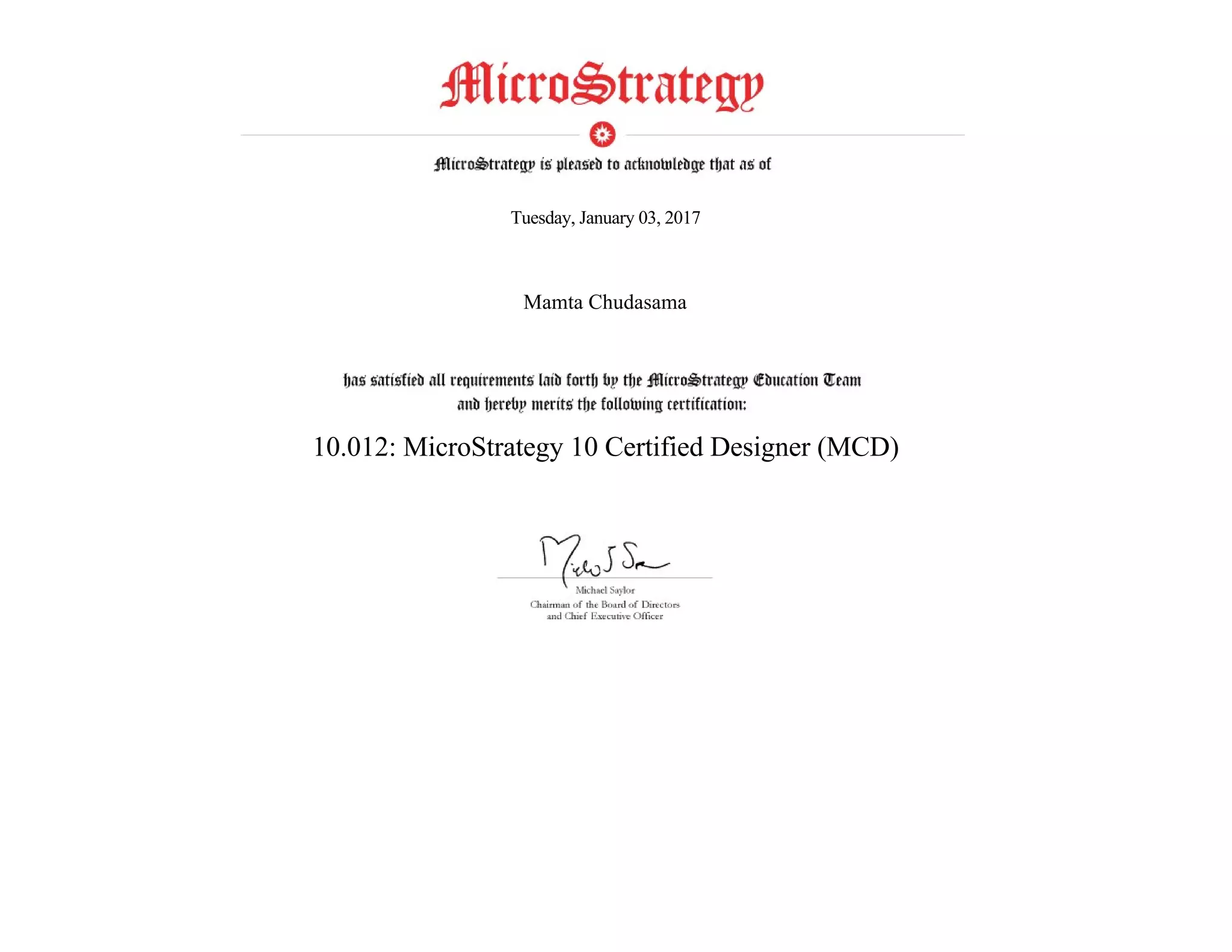10.012 - MicroStrategy 10 Certified Designer (MCD) | PPT