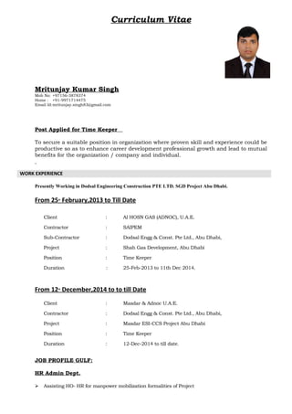 Mritunjay Singh _Time Keeper | PDF