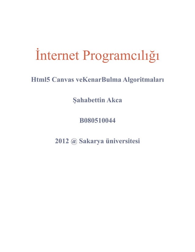 Html 5 Canvas Kullanımı ve Kenar Bulma Algoritmaları | PDF