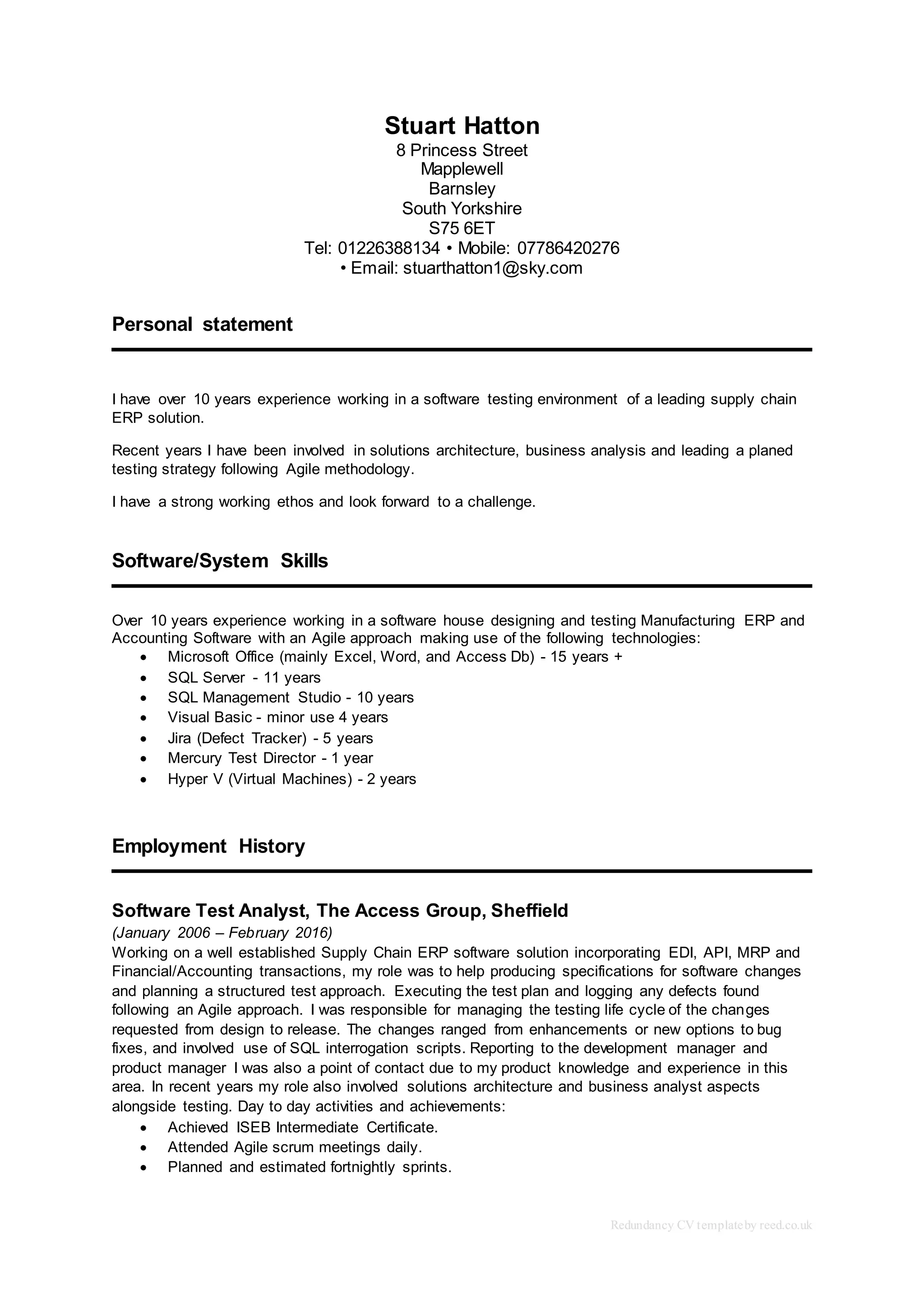 Stuart Hatton CV Latest | PDF