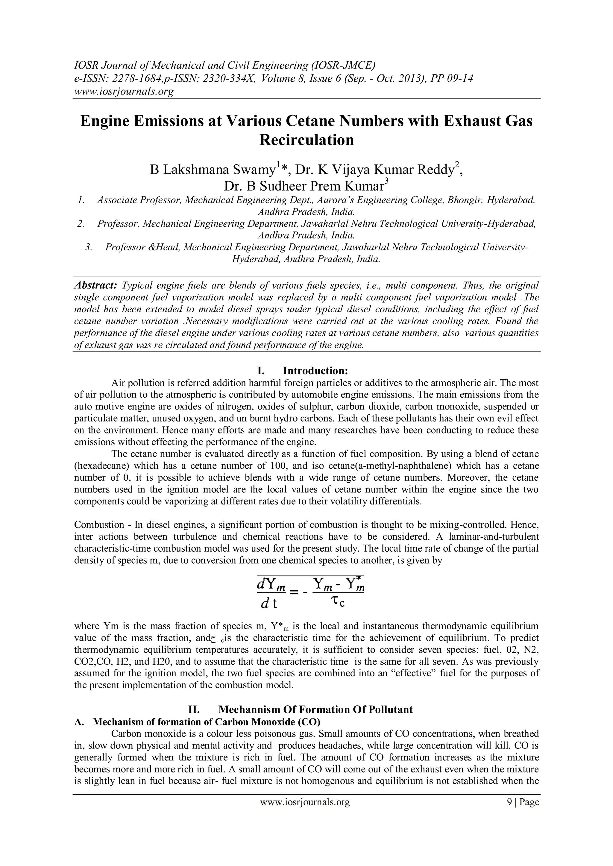 Engine Emissions at Various Cetane Numbers with Exhaust Gas ...