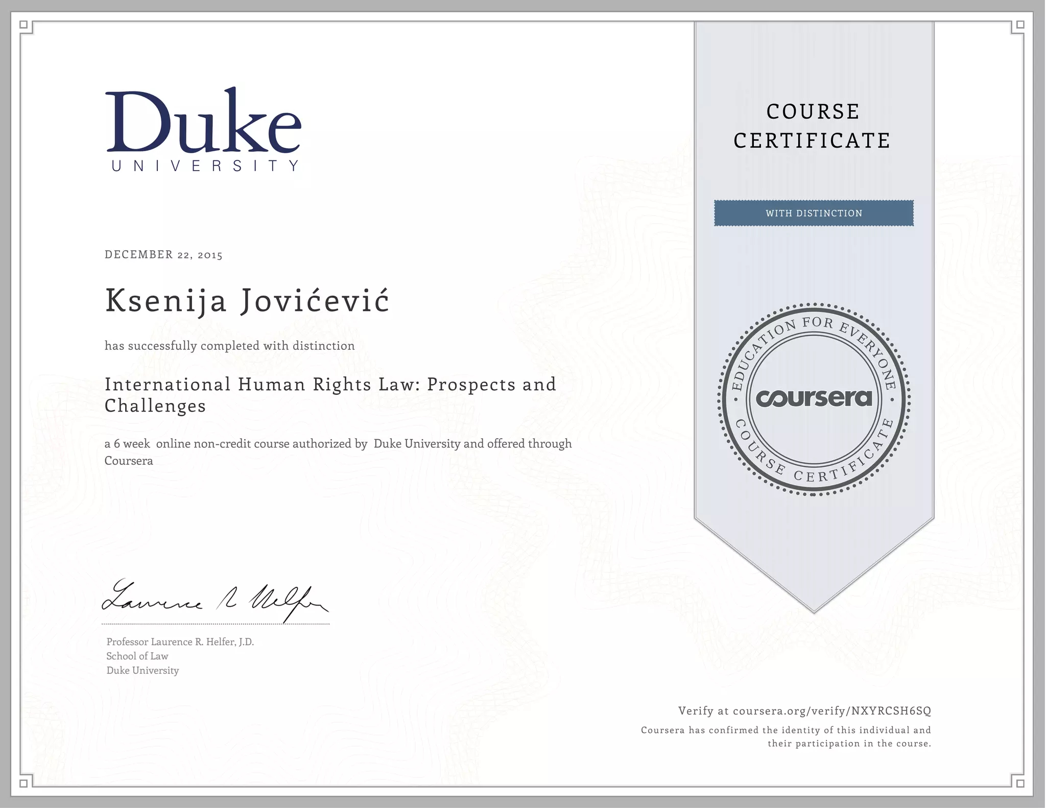 Coursera certificate 2015 | PPT