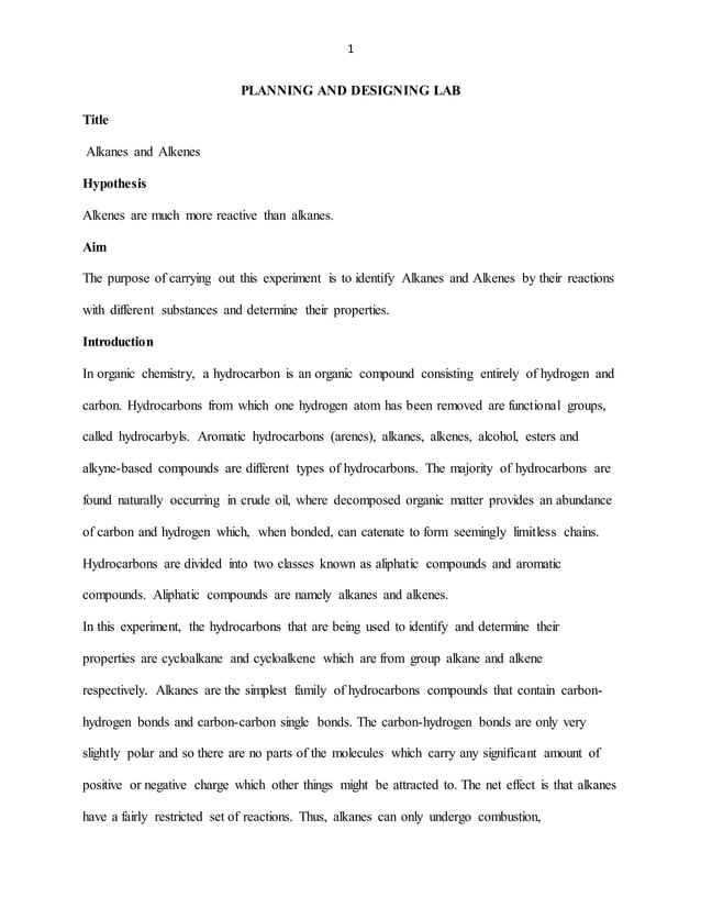 Planning and Designing Lab | DOCX | Chemistry | Science