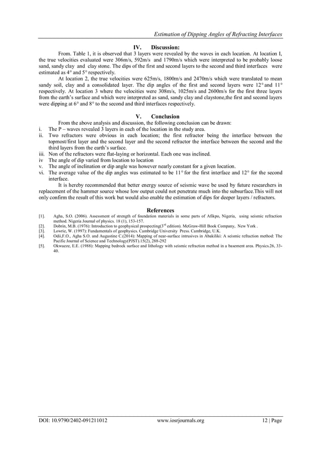 Estimation of Dipping Angles of Refracting Interfaces | PDF