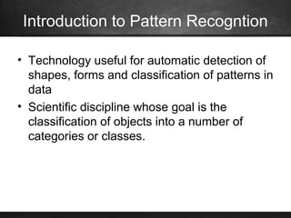 Pattern Recognition and its Applications | PPT