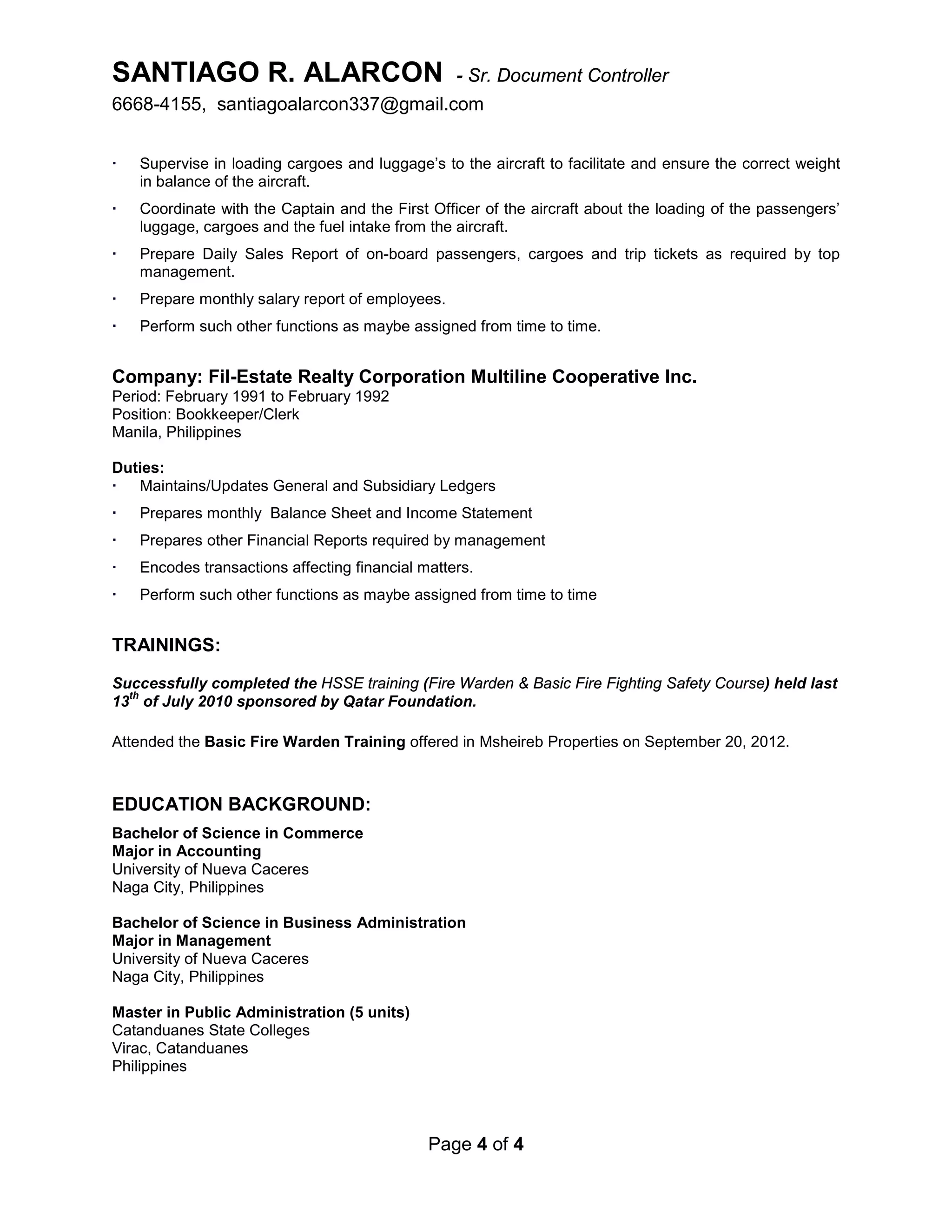 Santiago R Alarcon - Document Control CV- Final | PDF