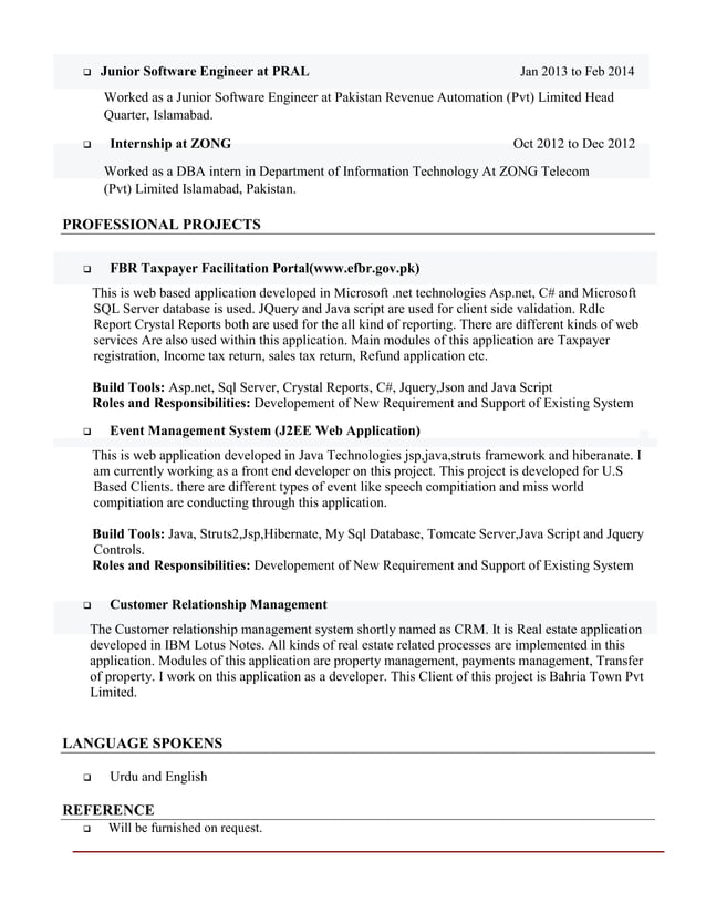 Irfan Riaz Resume(Java) | PDF | Web Development | Internet