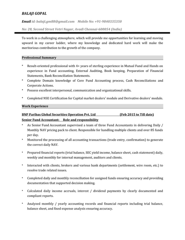 Balaji Gopal Resume | DOC