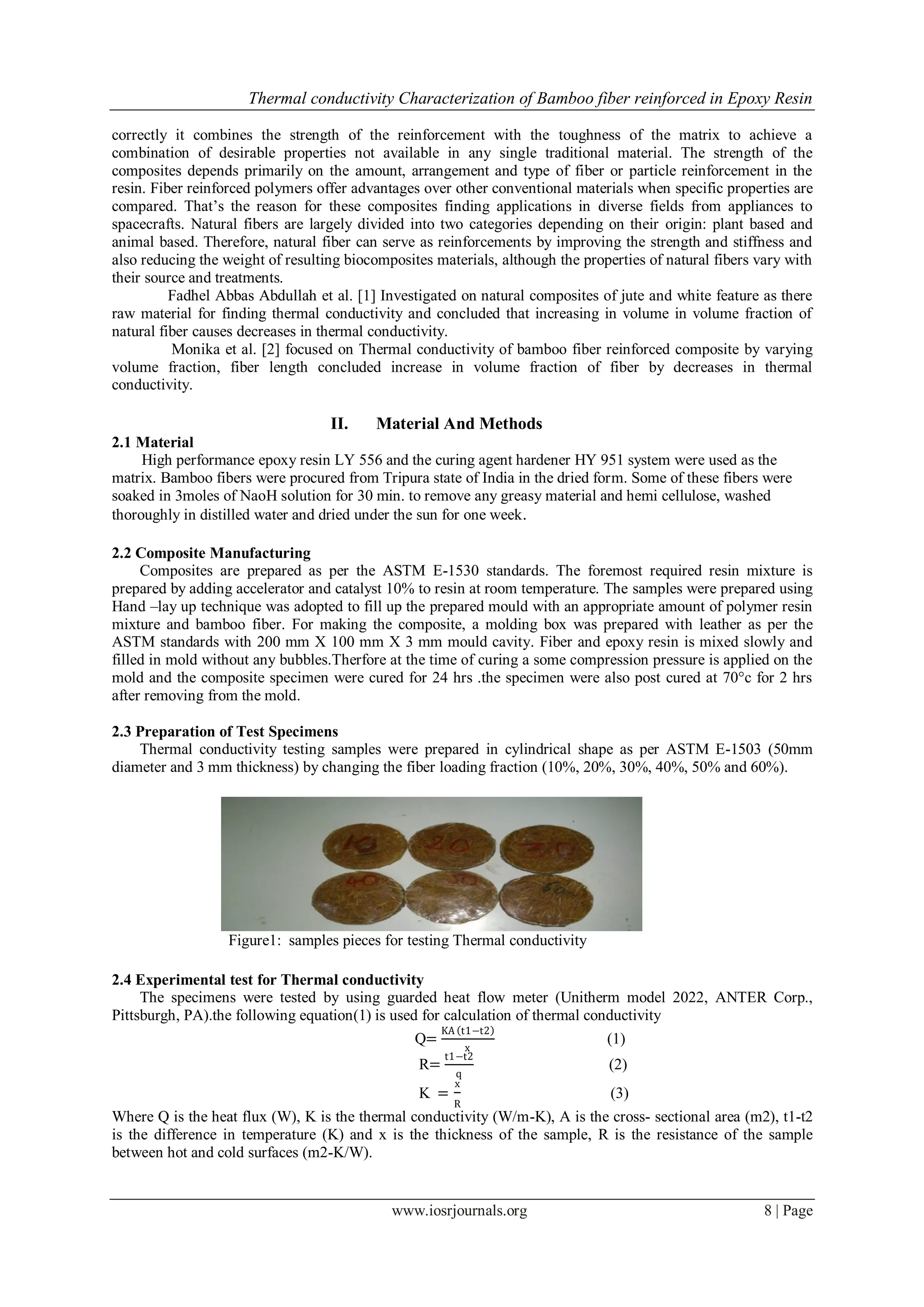 Thermal conductivity Characterization of Bamboo fiber reinforced in ...