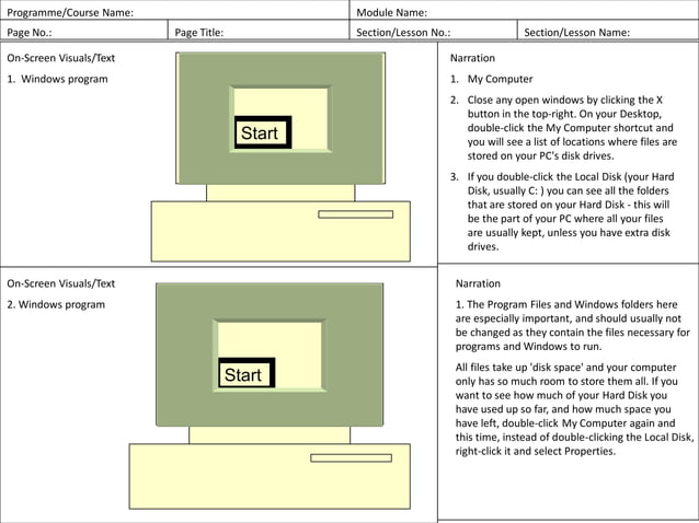 Sample Storyboard Computers 101 | PPT