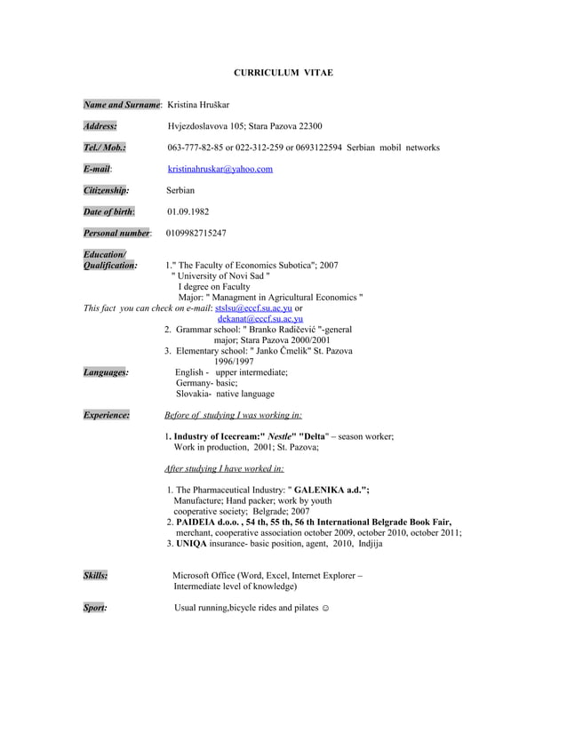 CURRICULUM VITAE | PDF