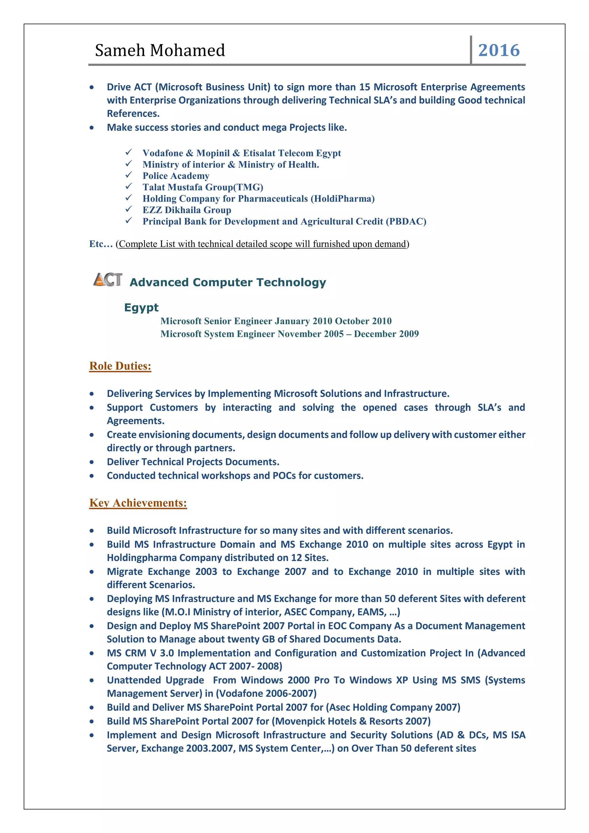 Sameh Mohamed CV-2017 | PDF | IT and Internet Support | Internet