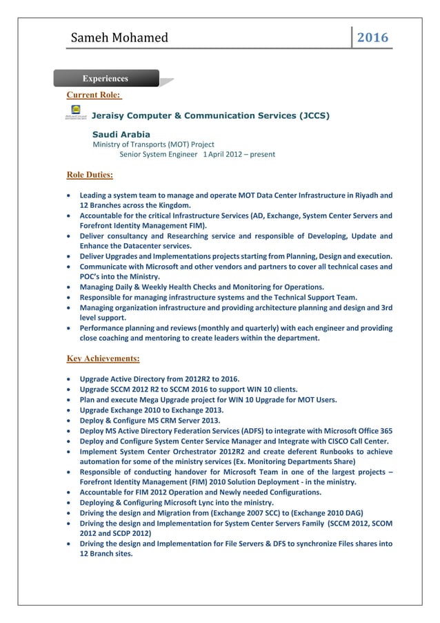 Sameh Mohamed CV-2017 | PDF | IT and Internet Support | Internet