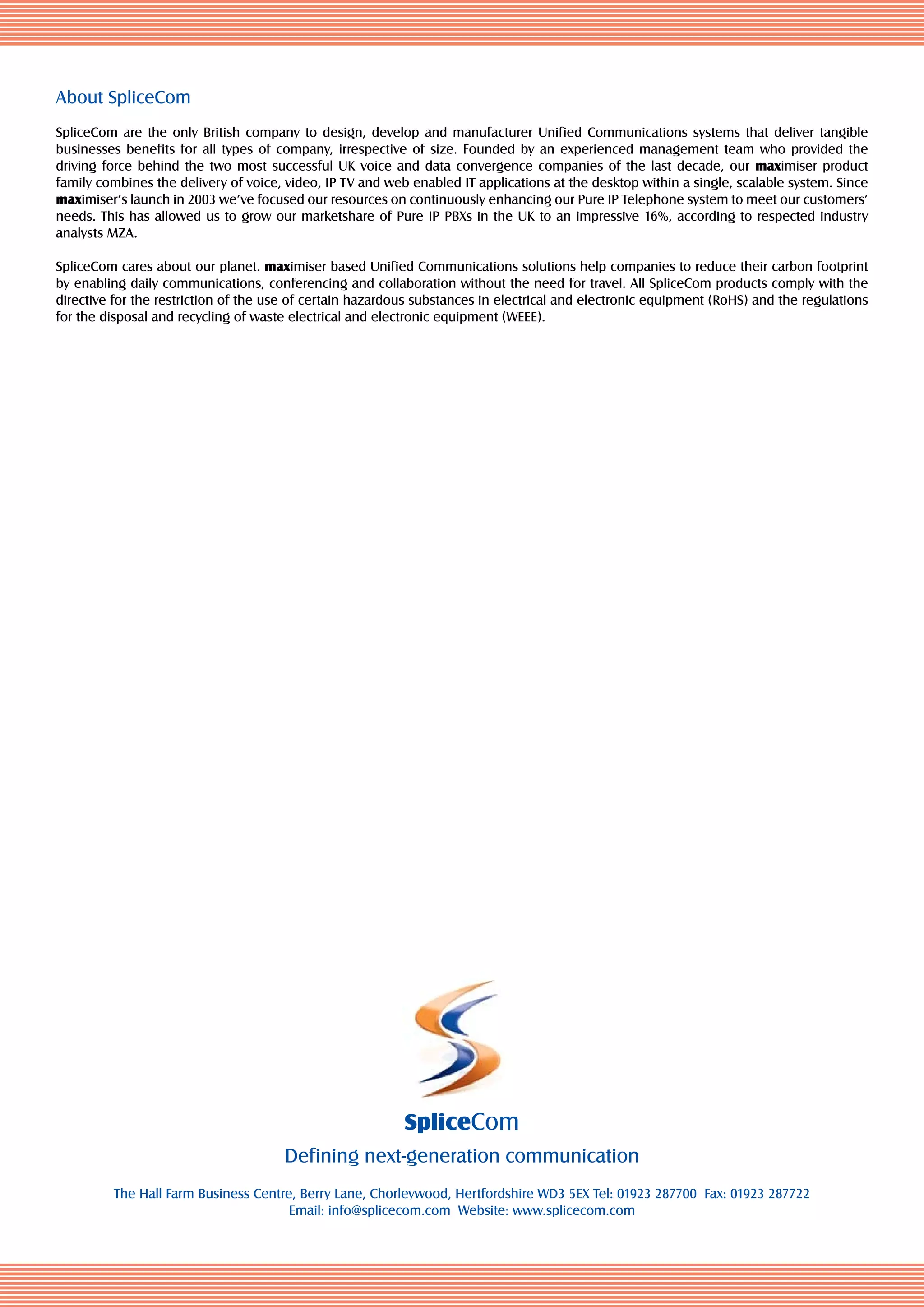 Splicecom Maximiser Vision | PDF