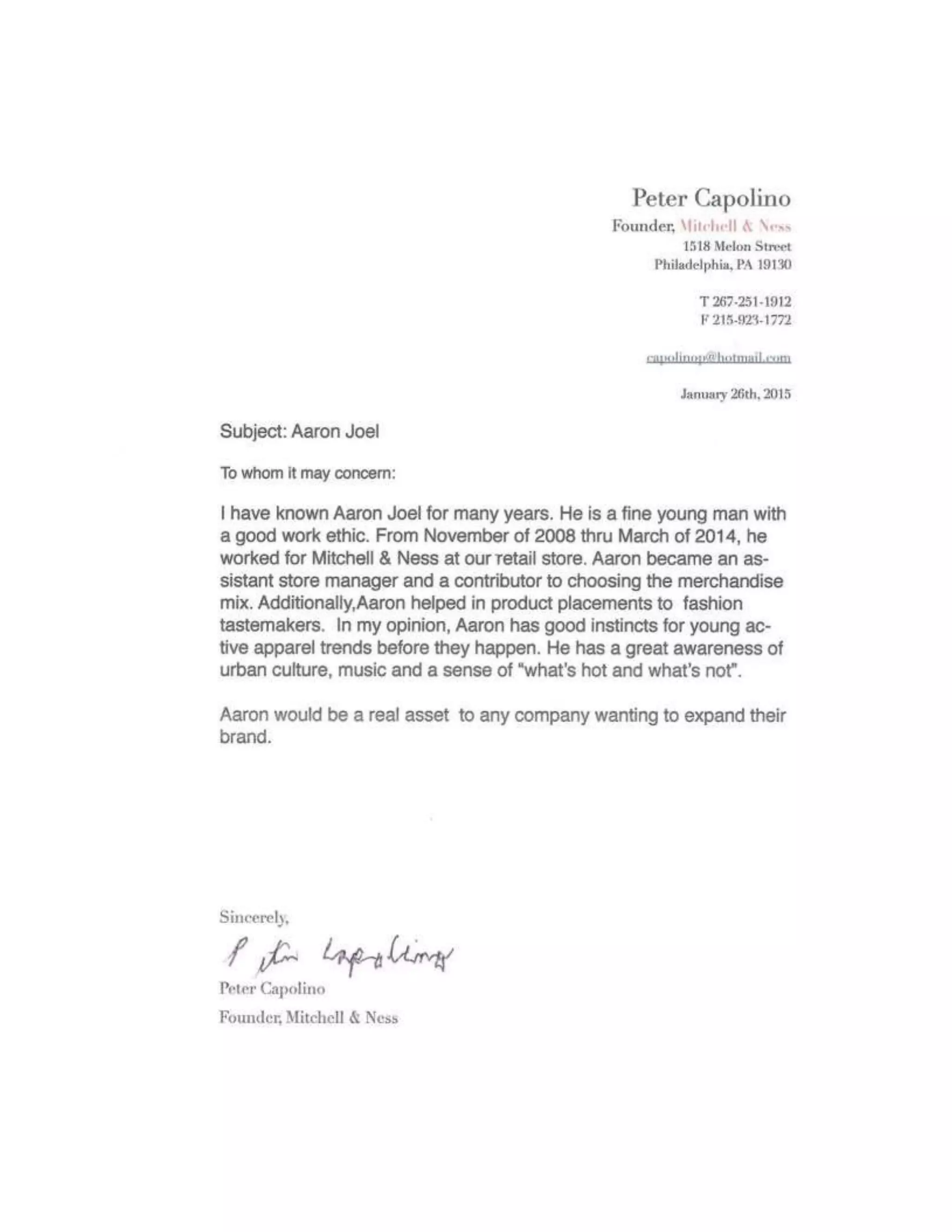 Aaron David Joel (Letter Of Recommendation) | PDF