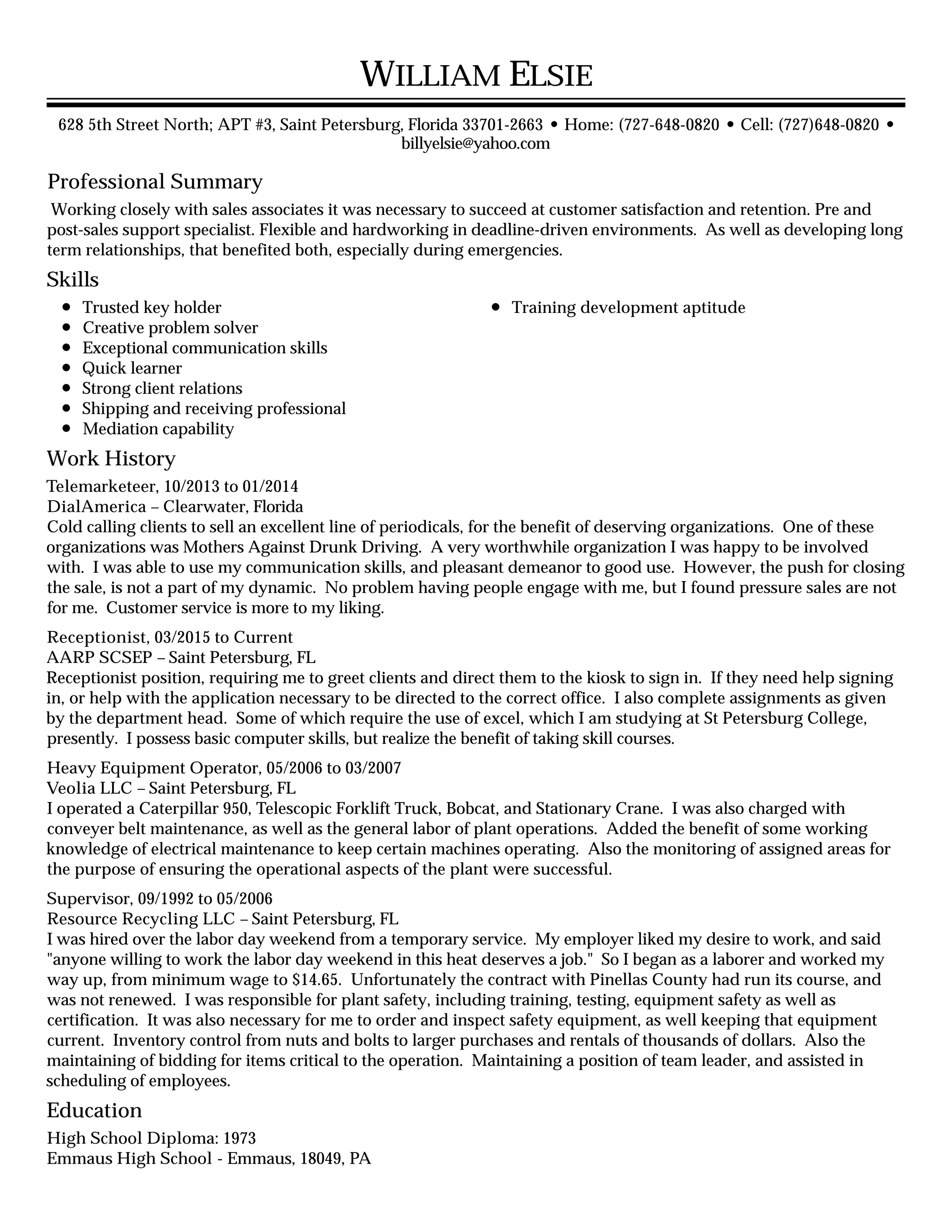 William Elsie Resume 1 | PDF