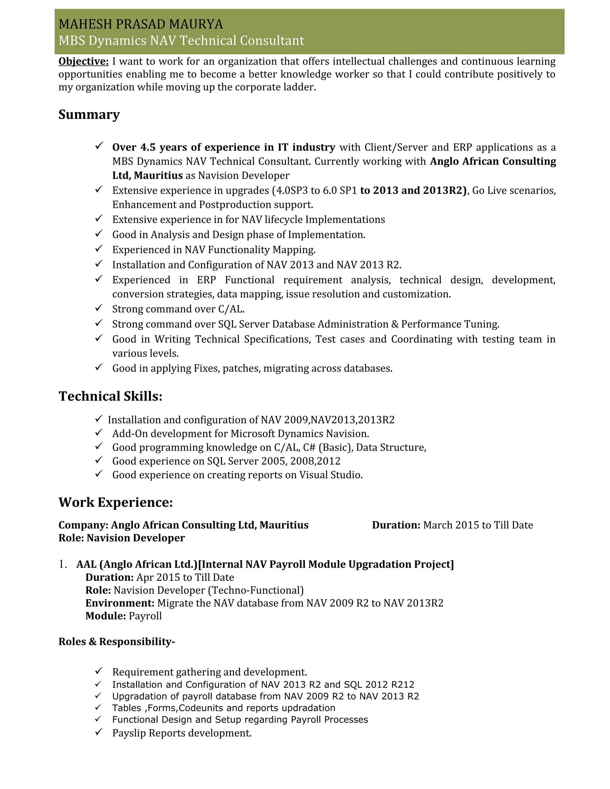 Mahesh CV | PDF
