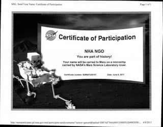 CERTIFICATE OF PARTICIPATION ( NASA ) | PPT