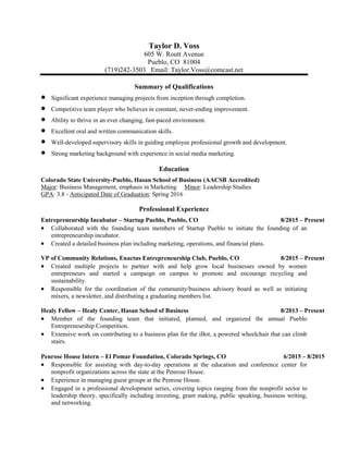 Taylor Voss Resume 2016 | PDF