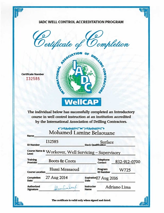 IADC certificate