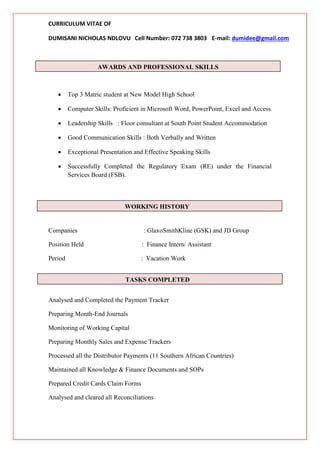 DUMISANI CV | PDF