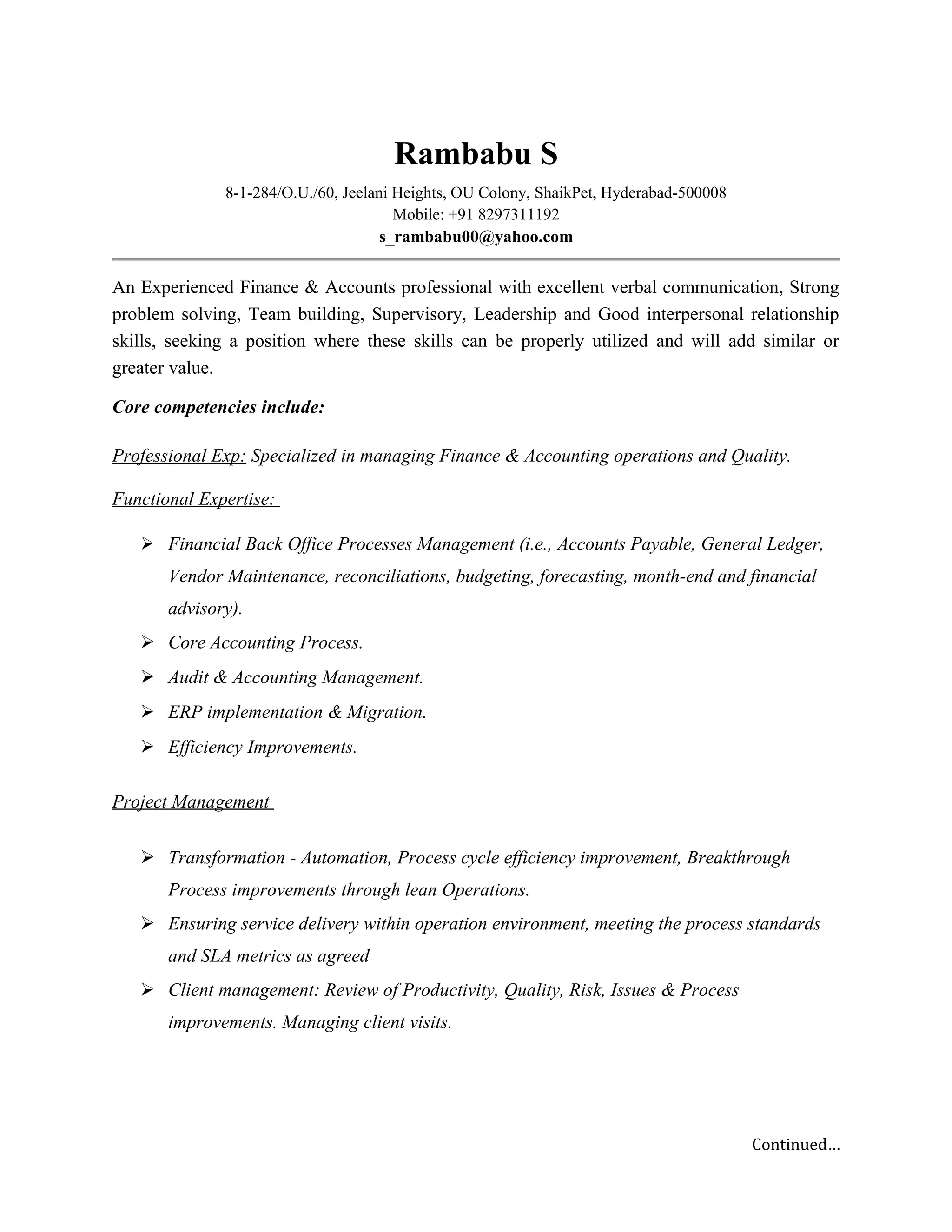Rambabu_Profile | PDF