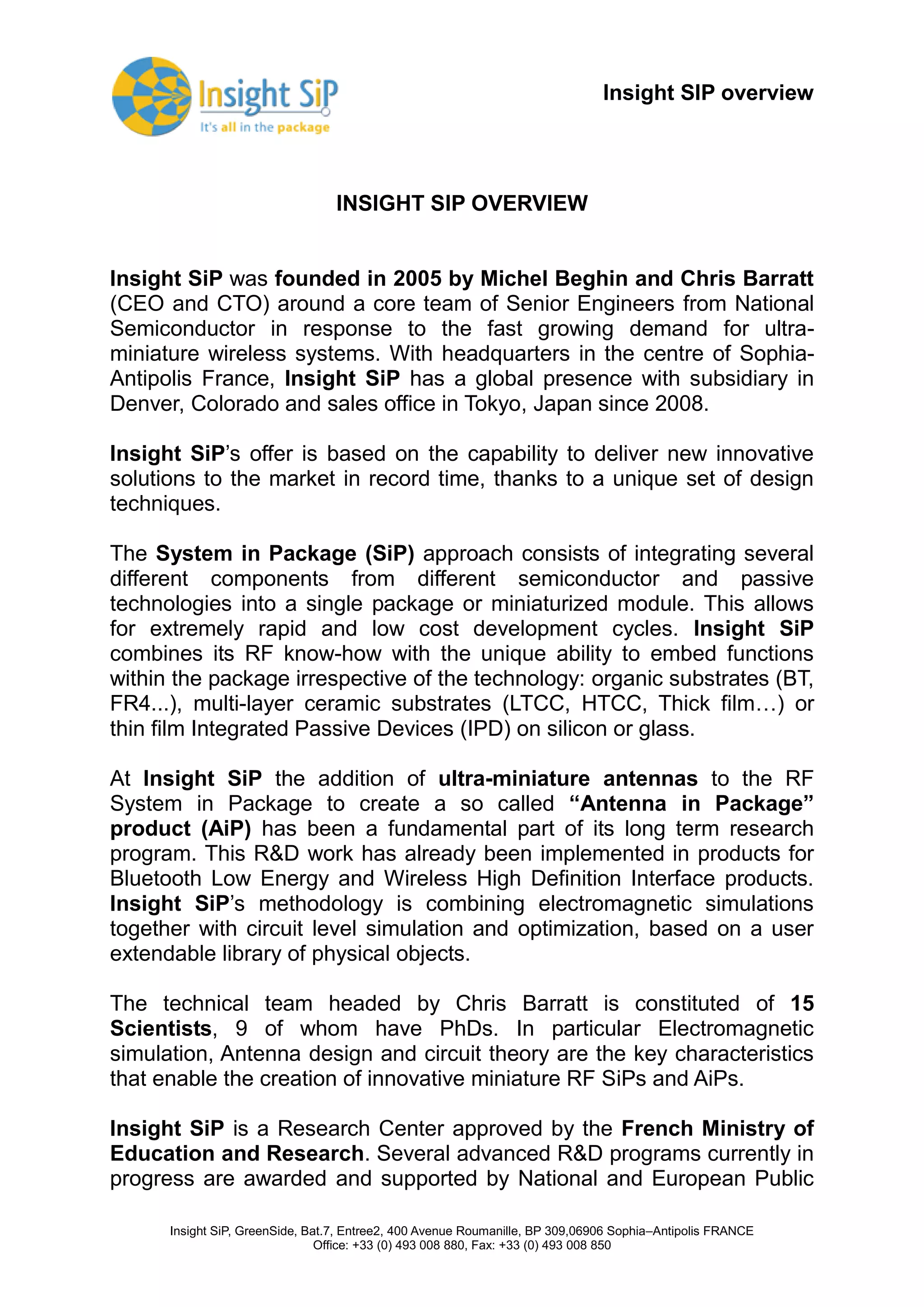 Insight SIP overview | PDF