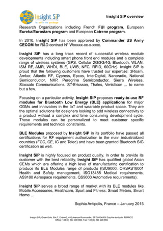 Insight SIP overview | PDF | Internet of Things | Internet