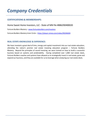 Private Money Lender Credibility Packet | PPTX