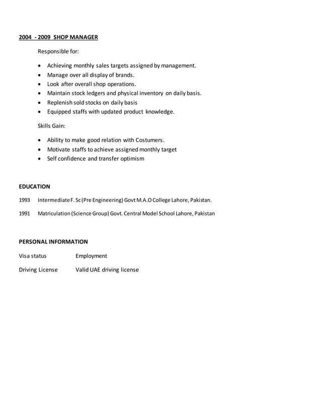 New asim cv | DOCX | Business | Business and Finance