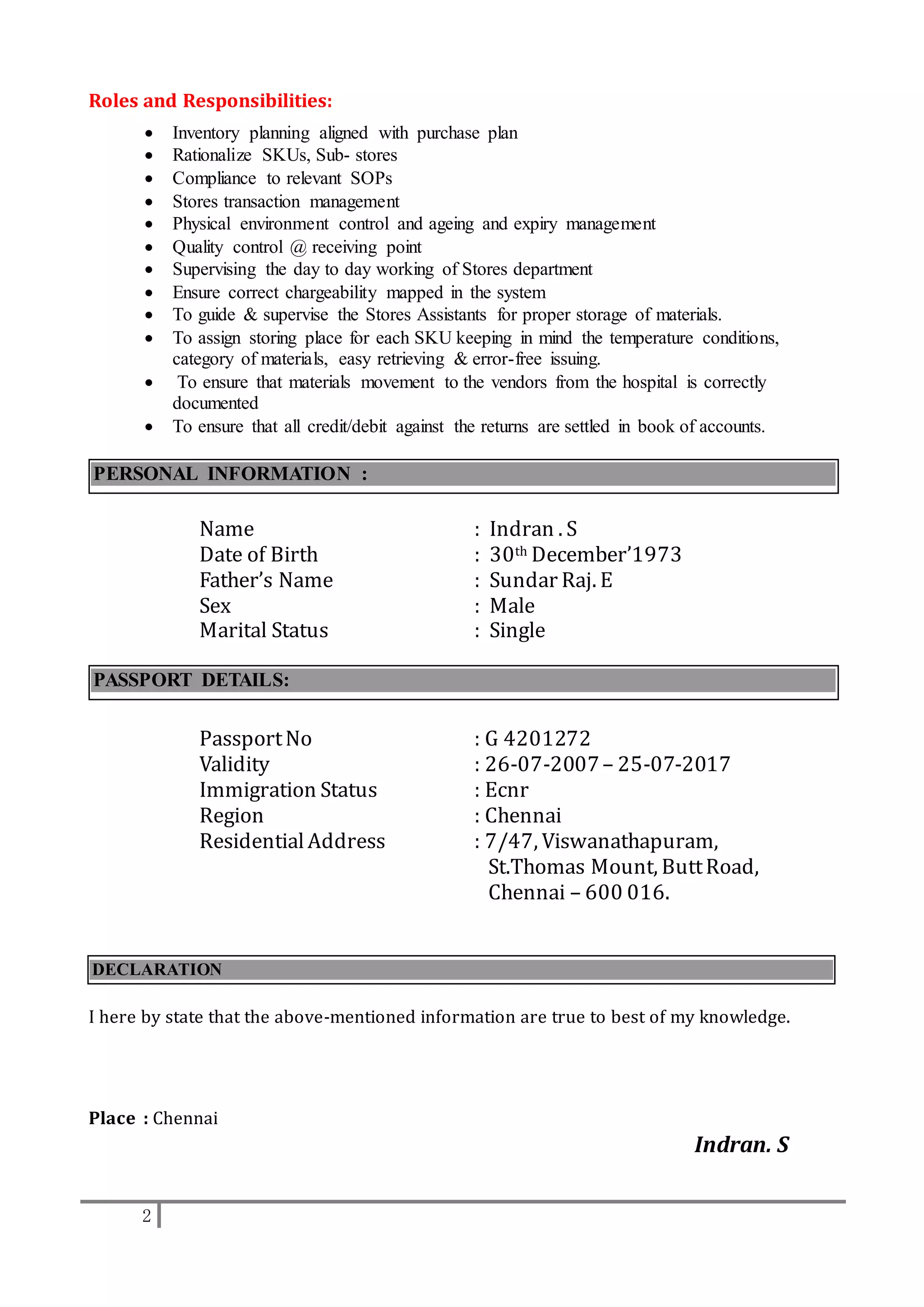 Resume - Indran | PDF
