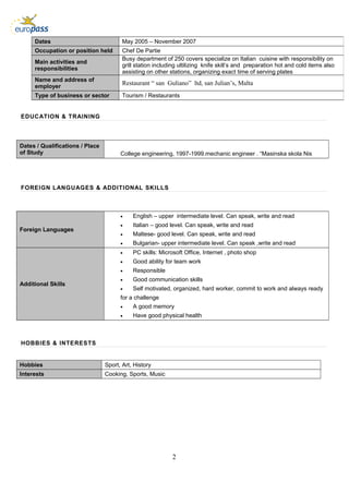 cv vladimir - | DOC | Food & Drink