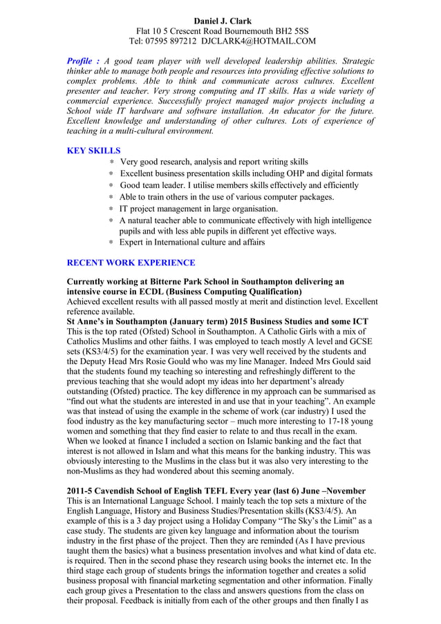 Daniel J Clark cv current | PDF