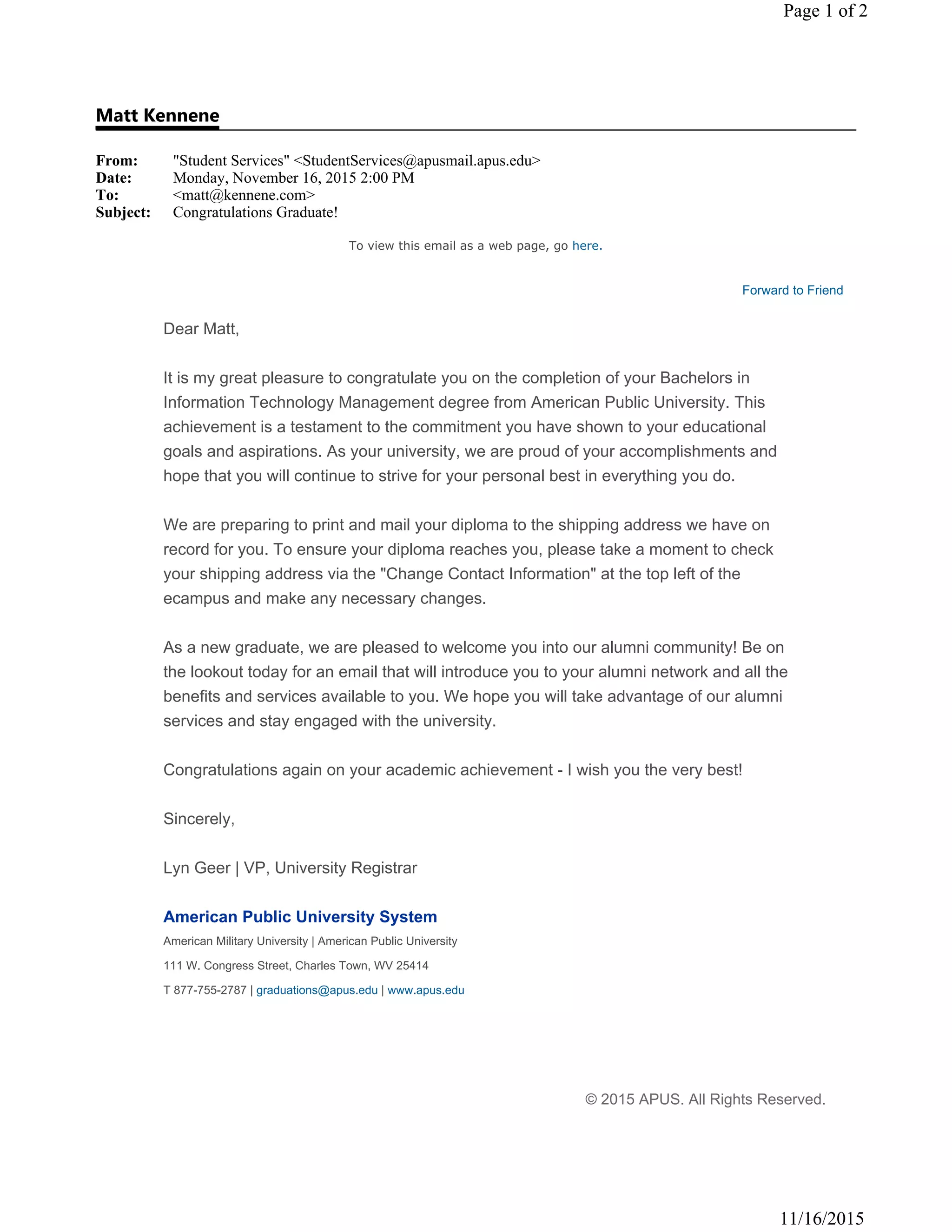 Graduation Letter | PDF