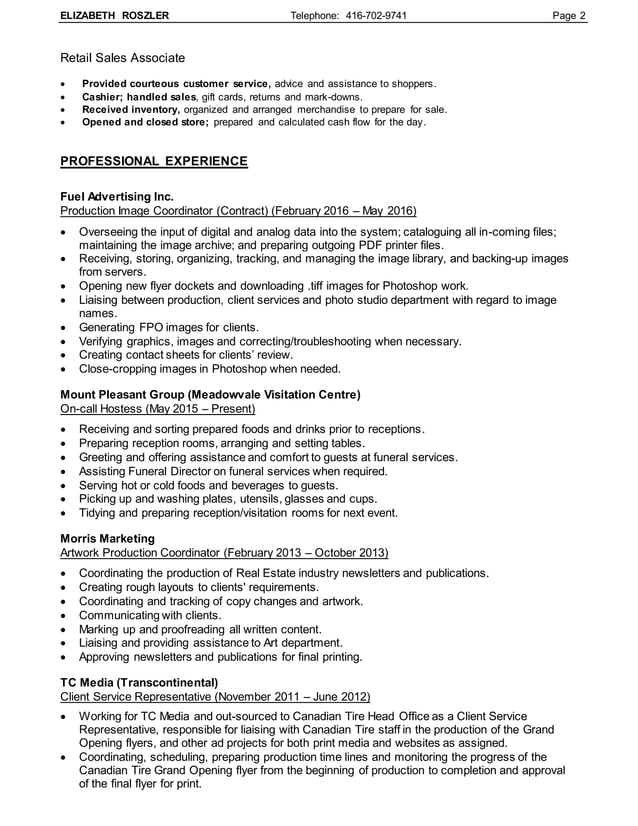 Elizabeth Roszler Resume_Aug 2016 | PDF
