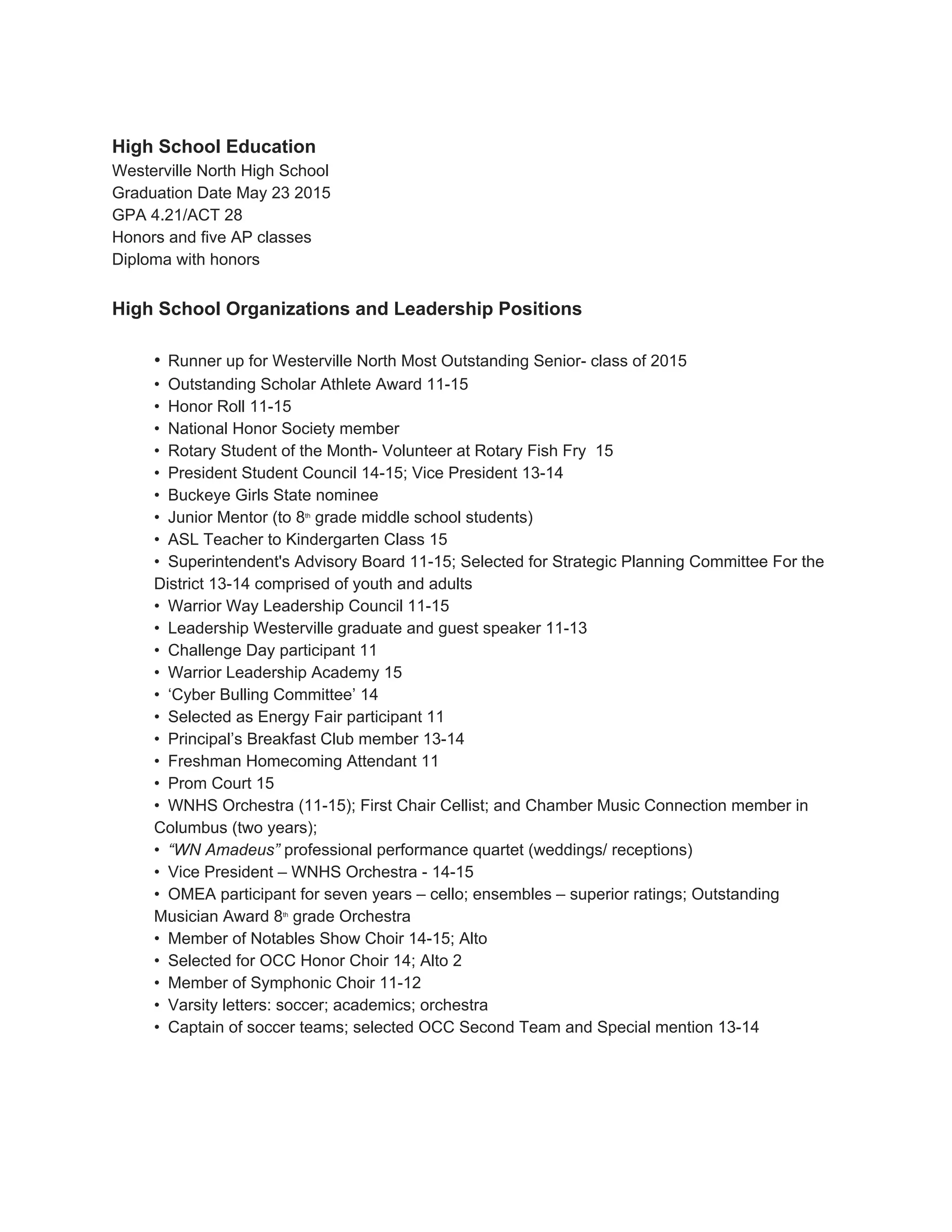 HighschoolResume | PDF