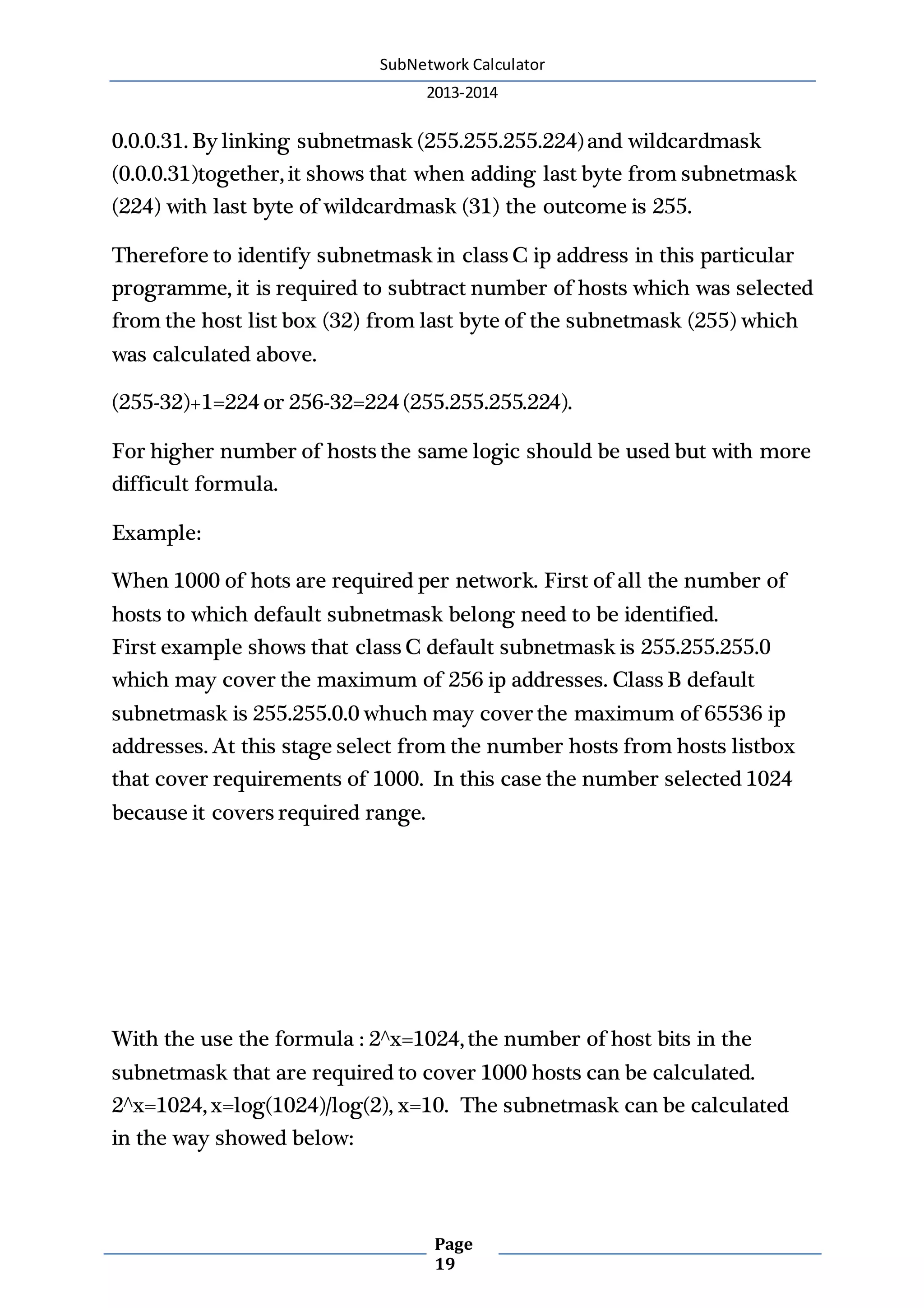 SubNetwork Calculator (Python Project) | DOCX