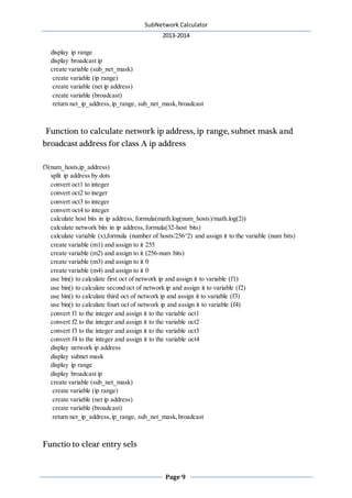 SubNetwork Calculator (Python Project) | DOCX