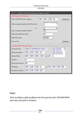 SubNetwork Calculator (Python Project) | DOCX