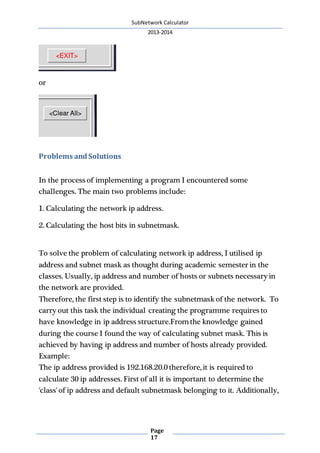 SubNetwork Calculator (Python Project) | DOCX