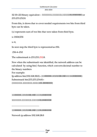 SubNetwork Calculator (Python Project) | DOCX